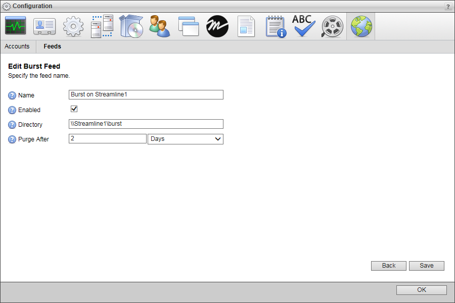 Edit Burst Feed Parameters