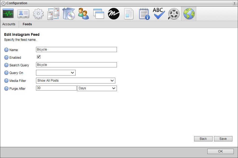Edit Instagram Search-Based Feed Parameters