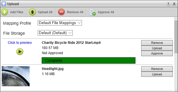 Uploading Media Through the Upload Panel